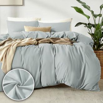 Puredown 1PCS Housse de Couette 155x220cm + 2PCS Taies doreiller 80x80cm, Sets de Housse Couette en Microfibre, Parure de Lit, Oeko-TEX,Lune Grise