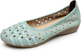 Generic Mocassins Creux à Coupe Basse pour Femmes, Mocassins Confortables, Ballerines en Cuir à Enfiler,Bleu,40 EU