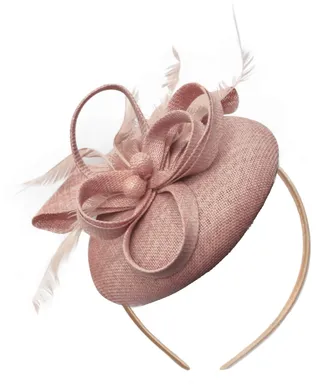 Caprilite Sinamay Haarreif mit Perlen, rund, für Damen, Hochzeit, Ascot Rennen, DustyPink, Einheitsgröße