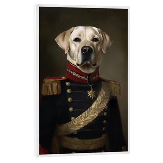 artboxONE Poster mit wei&szlig;em Rahmen 45x30 cm Tiere General Labrador - Bild Hund Armee Hund