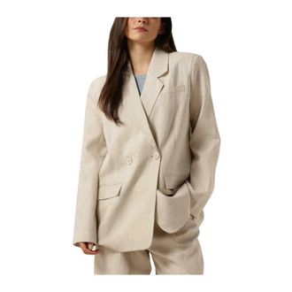Gestuz Leinenblazer Elegant Stilvoll Vielseitig - - Jackets - Damen - Beige - XL