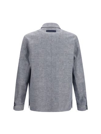 Ermenegildo Zegna Mens Crossover Shirt Jacket Linen Wool And Silk 054