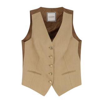Tagliatore Femme, Vestes, Beige, Taille: 36 FR V-neck Five-button Vest
