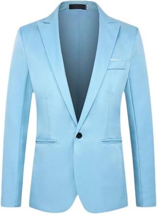 Generic Blazer d&eacute;contract&eacute; en Maille l&eacute;g&egrave;re pour Homme, Veste de Costume Sport &agrave; Deux Boutons, Bleu Ciel, Taille 3XL
