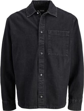 Jack & Jones Jjzac Denim Overshirt Ls, Jean Noir, XL Hommes