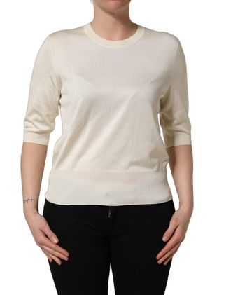 Dolce & Gabbana Womens Sweater White Silk