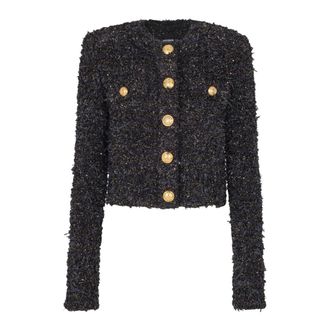 Balmain Cropped Tweedjacke - - Jackets - Damen - Schwarzk - 2XS