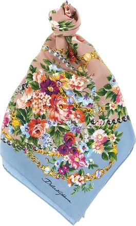 Dolce & Gabbana Femme, Accessoires, Multicolore, Taille: ONE Size Mazzolini di Fiori Print Silk Twill Scarf