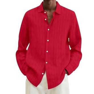 Generic Chemise &agrave; manches longues d&eacute;contract&eacute;e boutonn&eacute;e l&eacute;g&egrave;re et respirante pour la plage d&eacute;t&eacute; d&eacute;contract&eacute;e hawa&iuml;enne &eacute;lastique Henley Chemise ample vintage