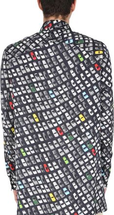 Bottega Veneta Allover Print Mixed Fabric Shirt - Black