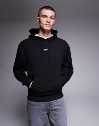 Boss Orange by Hugo Boss Sweat &agrave; capuche avec petit logo sur le devant - Noir