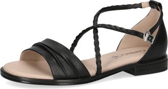 Caprice Damen Sandalen flach aus Leder mit Fußbett, Schwarz (Black Nappa), 37 EU