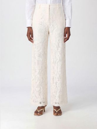 Pantaloni Torino Pantalon large taille haute en dentelle avec fermeture dissimul&eacute;e
