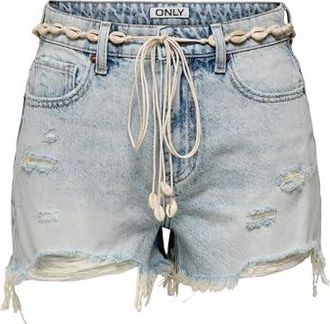 Only Onlzuma Hw Shell Belt DNM Short Bj, Bleu Jeans Clair, S Femme