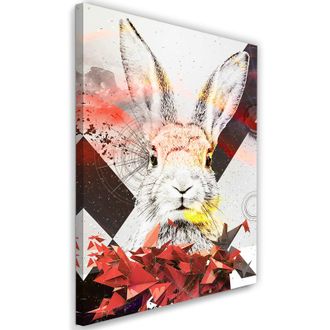 Feeby Wanddeko Hase Leinwandbild Kunstdruck abstrakt Braun 40x60 cm