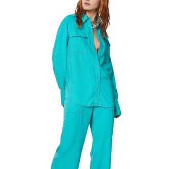 Patrizia Pepe Femme, Blouses et Chemises, Bleu, Taille: 42 FR Aqua Green Blouse