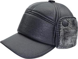 UPKOCH Casquette Cuir pour Homme B&eacute;ret Hiver avec Bord Large Ajustable Chaud Et Confortable