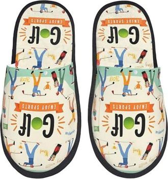 Generic Pantoufles DH&ocirc;tel Ic&ocirc;nes Du Golf Et Golfeur R&eacute;utilisables Pantoufles En Feutre L&eacute;gers Chaussons DInt&eacute;rieur Pour Automne Camping Spa L