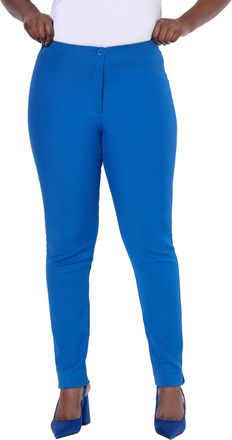 Ulla Popken Damen große Größen Übergrößen Plus Size Bengalinhose Sienna, schmales Bein, Stretch, Elastikbund Kobaltblau 50 820360750-50