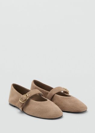 Mango Ballerines cuir daim sable - Femme - 35 - MANGO