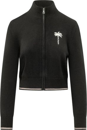 Palm Angels Cropped Pullover mit hohem Kragen - - Knitwear - Damen - Schwarzk - S