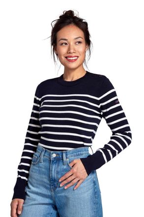 Armor Lux Damen Pullover, Gestreift,00466,Blau(Bi5 Rich Navy/Nature),34(Herstellergr&ouml;&szlig;e:0)
