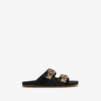 Burberry Veloursleder-Sandalen Urchin mit Karomuster, Size: 44