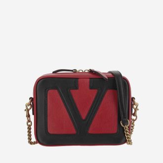 Valentino Garavani Womens Viva Superstar Leather Shoulder Bag Red, Black