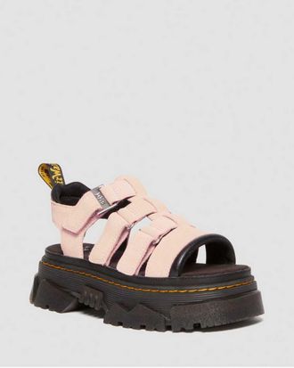 Dr. Martens Su&egrave;de Mattison Sandalen Mit 3 Riemen in Rosa, Gr&ouml;&szlig;e: 36