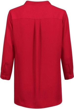 Greiff Langarmbluse Greiff CHIFFON Damen Chiffon-Bluse 3/4-Arm V-Neck Regular-Fit Rot 50