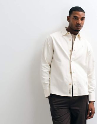 Abercrombie & Fitch Icon-Logo Oversize-Hemd aus Twill in Cremewei&szlig;-Neutral