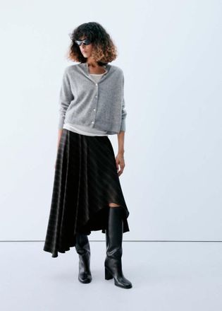 Mango Asymmetrischer Lyocell-Rock mit Streifen grau - Damen - 36 - MANGO