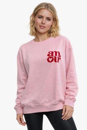 Worldclassca Sweatshirt Worldclassca Oversized Sweatshirt MORE AMORE Print Langarm Pullover Neue Kollektion - Stilvolle und gem&uuml;tliche Casual Mode f&uuml;r Damen