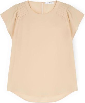 Motivi Femme, Blouses et Chemises, Beige, Taille: 40 FR Blouse en cr&ecirc;pe de Chine avec plis