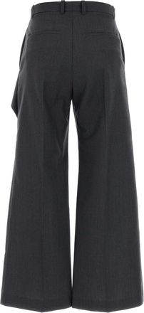 Jil Sander Virgin Wool Blend Wide-Leg Trousers - Gray