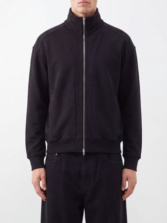 Jil Sander Sweatshirt zipp&eacute; en pure laine avec col montant et &eacute;paules tombantes