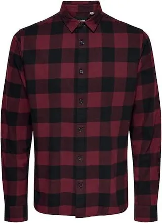 Only & Sons Homme Onsgudmund Noos T-shirt À Carreaux Chemise de loisirs, Bordeaux, XXL EU