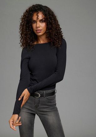 Bruno Banani Longsleeve mit tiefem R&uuml;ckenausschnitt (Packung, 2er-Pack) figurbetonte Passform, h&uuml;ftlange Form, aus Single Jersey