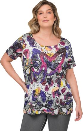 Miamoda Damen große Größen Übergrößen Plus Size T-Shirt, Alloverdruck, Rundhals, Halbarm Multicolor 48 832131900-48