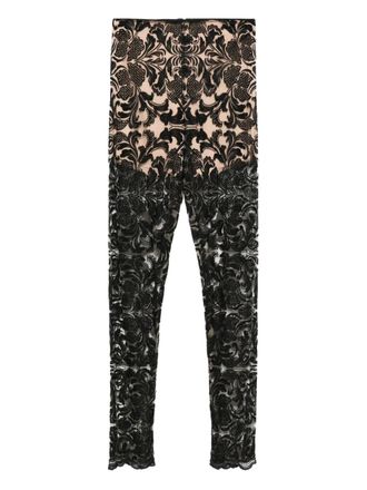Gemy Maalouf pantalon en dentelle &agrave; fleurs - Noir