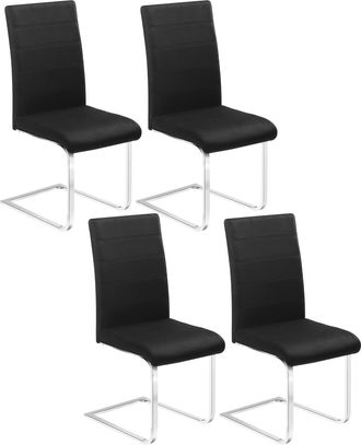 Woltu Esszimmerstühle 4er Set, Schwingstuhl, Freischwinger Stuhl, Küchenstuhl, Samtstuhl, Polsterstuhl, mit hoher Rückenlehne, für Esszimmer Esstisch Küche 