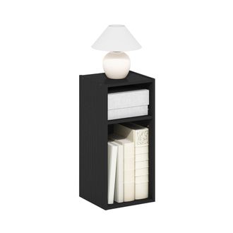 Furinno Fulda 2-stufiges, platzsparendes Aufbewahrungsregal, B&uuml;cherregal, 25 cm Breite, Schwarzes Holz