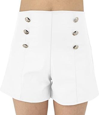 JOPHY & CO. Short femme taille haute en simili cuir (cod. 6632), Blanc, L