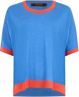 Moorer Femme, Pulls, Bleu, Taille: 40 FR Aria T-shirt