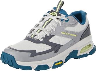 Skechers Homme air Sleek Envoy Baskets, Gray Leather Synthetic Textile Aqua Trim, 44 EU