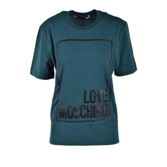Love Moschino Femme, Tops, Vert, Taille: 38 FR T-shirt en coton au design &eacute;l&eacute;gant