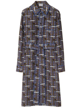 Burberry robe en soie - Bleu