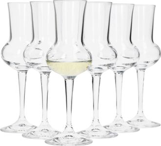 Bormioli Rocco Bormioli Grappaglas Set 6 teilig I Füllmenge 75 ml I Gesamthöhe des Glases 16,5 cm I Stiellänge 5,8 cm I Klassiches Grappaglas für Das berühmte Italie