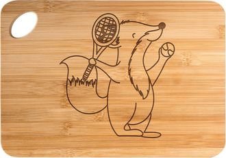 Mr. & Mrs. Panda Bambus - Schneidebrett Tennis Spielen - Geschenk, Hobby, Holzbrettchen, Ballsportart, Frühstücksbrett, Schneidbrett