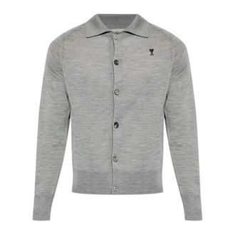 Ami Wollcardigan mit gesticktem Logo - - Knitwear - Herren - Grau - L